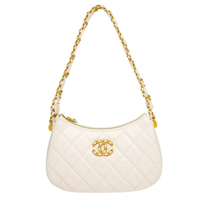 Chanel White Small Handbag With Chain Shiny Wrinkled Leather And Gold ...